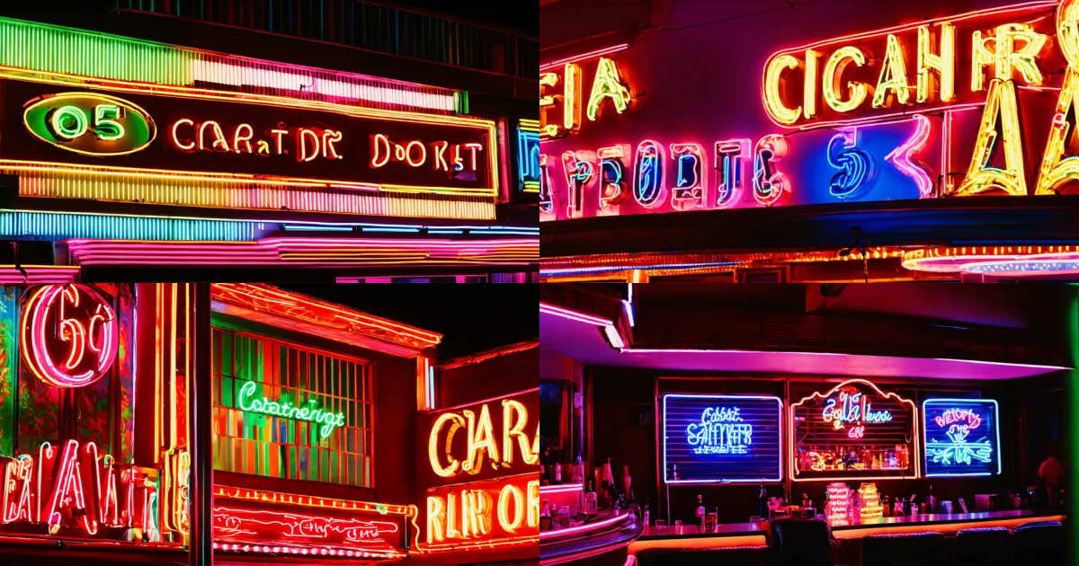 Lexica - Neon lights in the 50s cabaret style, close-up photos where ...