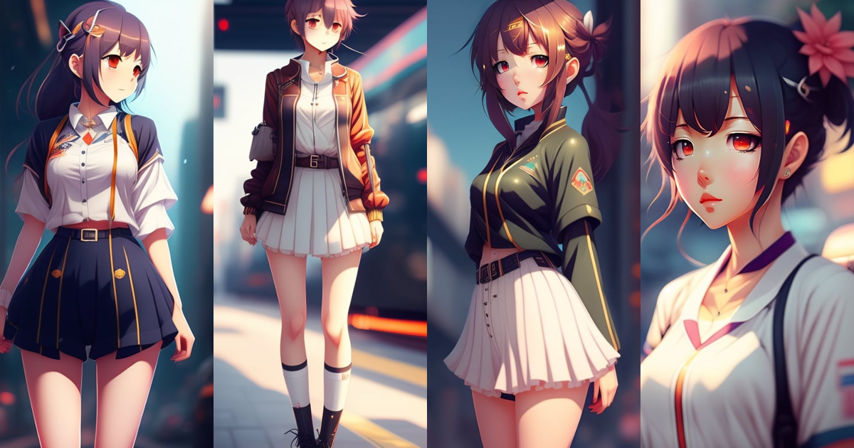 Lexica - Anime girl with short clothes, style anime, by wlop