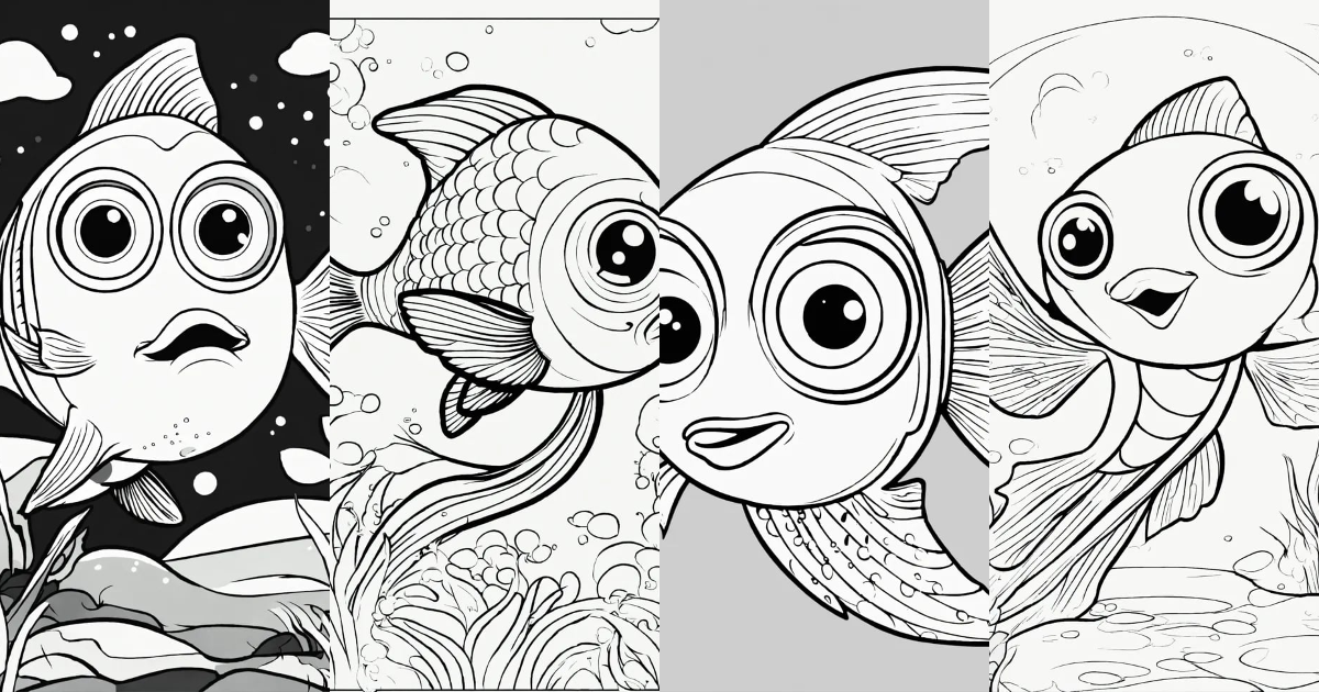Lexica - Cute Fish, big cute eyes, pixar style, simple outline and ...