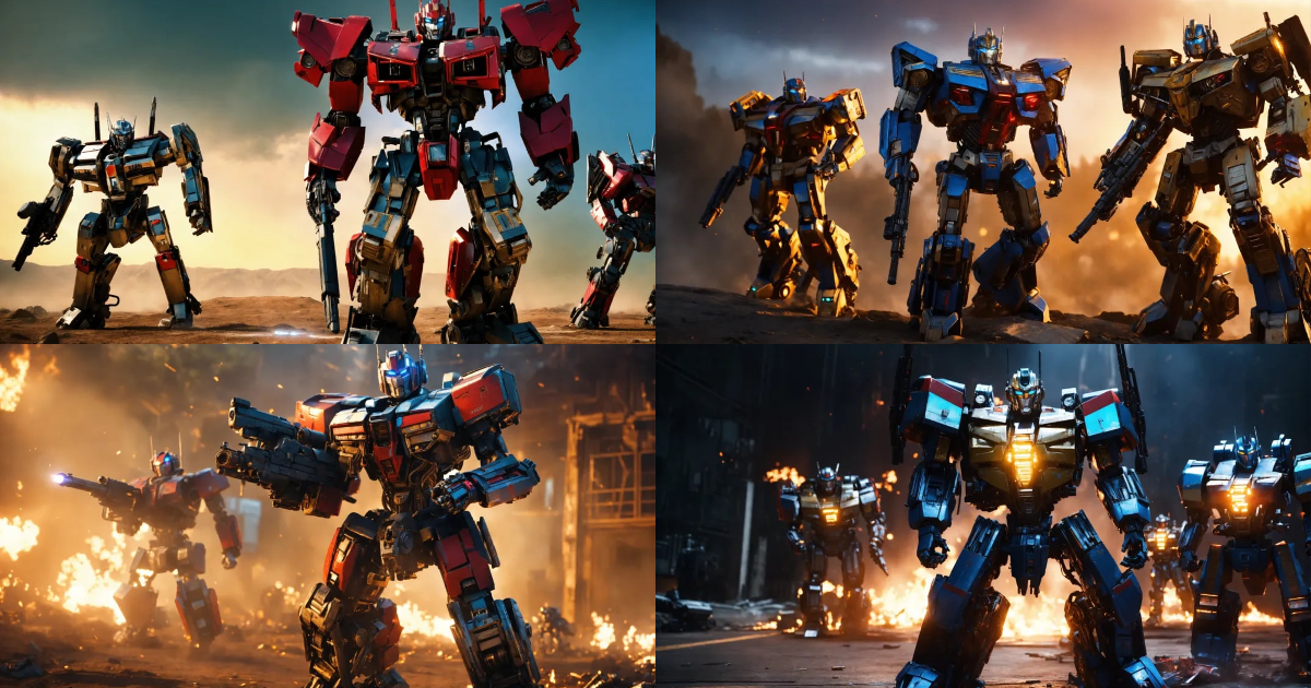 Lexica - War of transformers robots armed with machine guns, cyborg ...