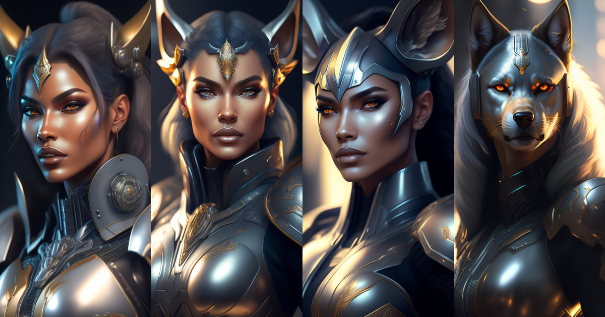 Lexica - Portrait painting of a cybernetic grey werewolf with power ...