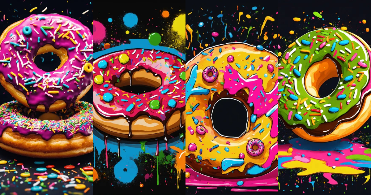 Lexica - Graffiti style donut with sprinkles with black background