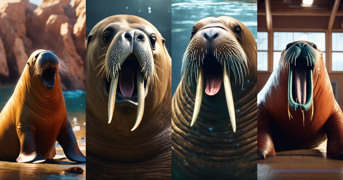 Lexica - A walrus singing, motion capture, 8k