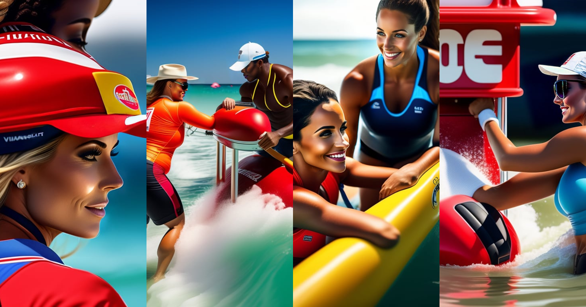 Lexica - A female lifeguard pulls up a helping hand