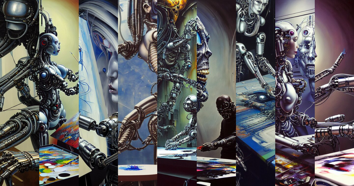 Lexica - Realistic detailed image of futuristic cyborg-robot-painter ...