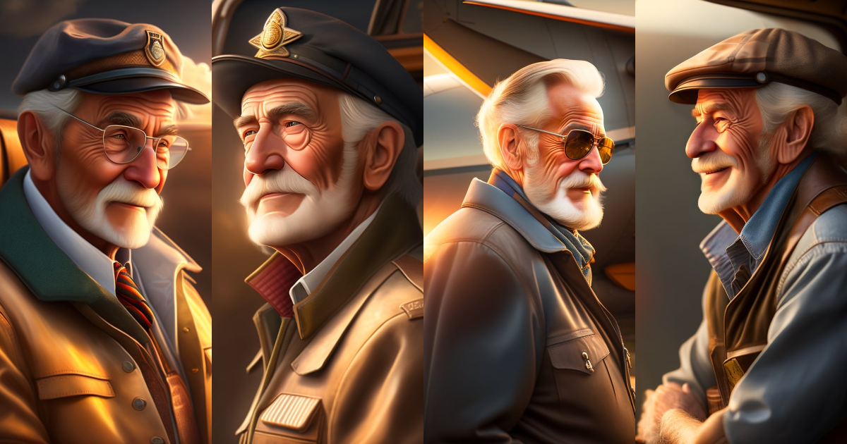 Lexica - Old man, pilot, weathered, sunshine