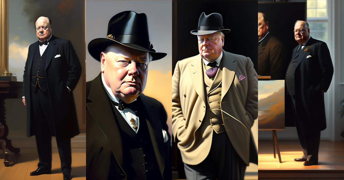 Lexica - Full shot body photo of Winston Churchill, professional ...