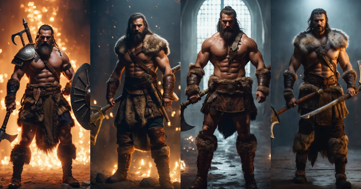 Lexica - A realistic full body portrait of a medieval Barbarian with ...