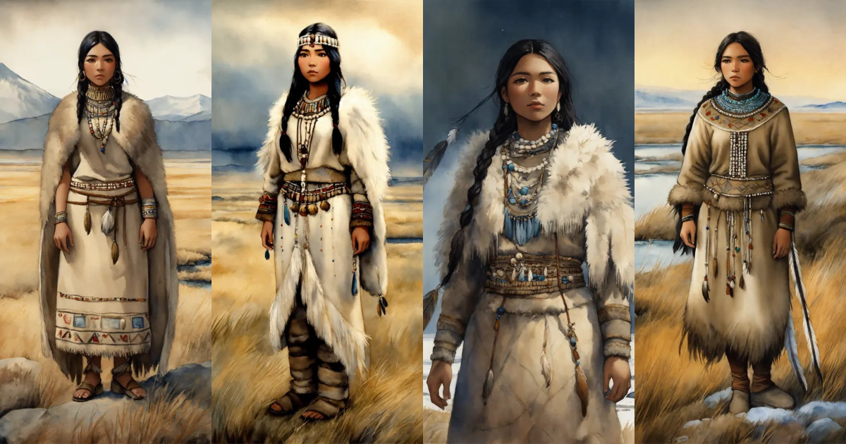 Lexica - Full body Illustration of an inuit woman, young, 18 years old ...