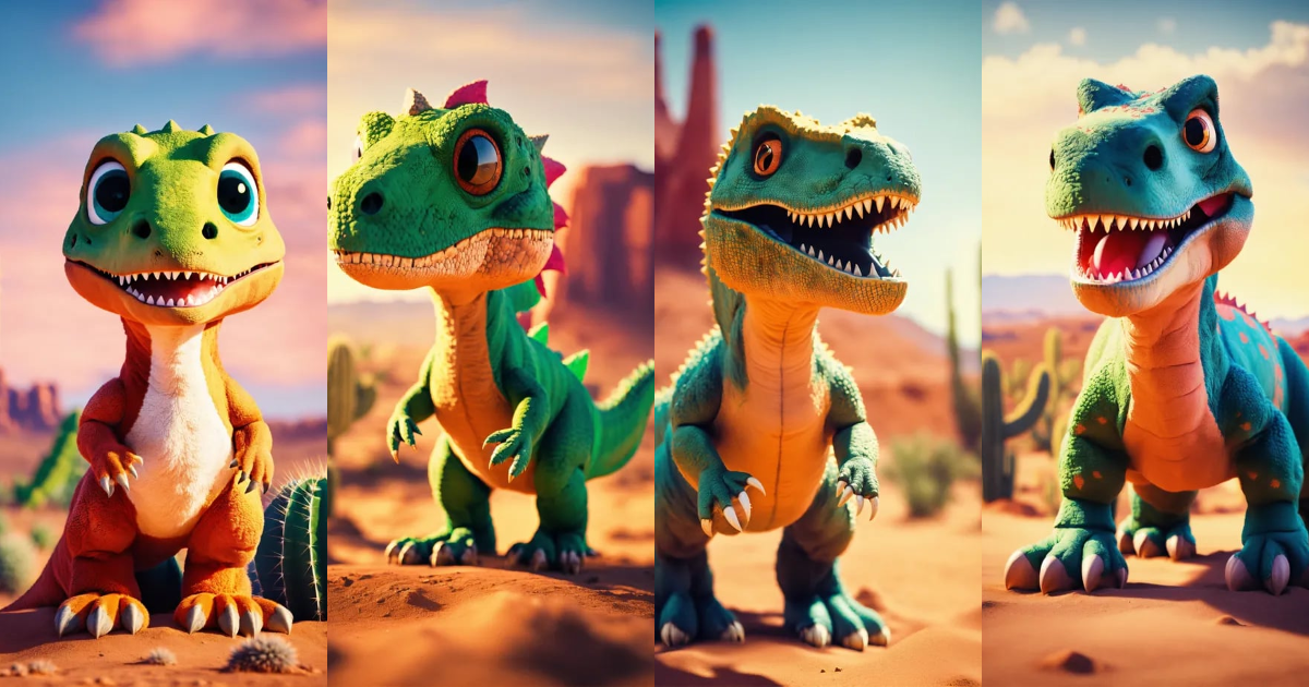 Lexica - An adorable and fluffy t-rex dinosaur with big colored eyes ...
