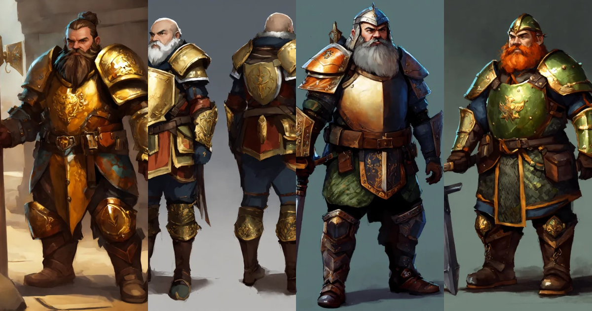 Lexica - A dwarf soldier with loriga segmentada armour, concept art