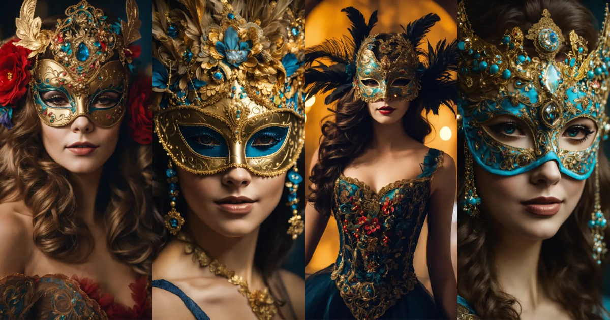 Lexica - Portrait of a woman in a richly decorated masquerade mask. the ...