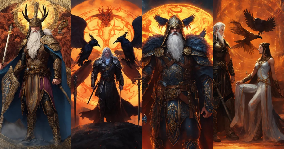 Lexica - Draw Odin and Hel in a face-to-face encounter. Odin should be ...