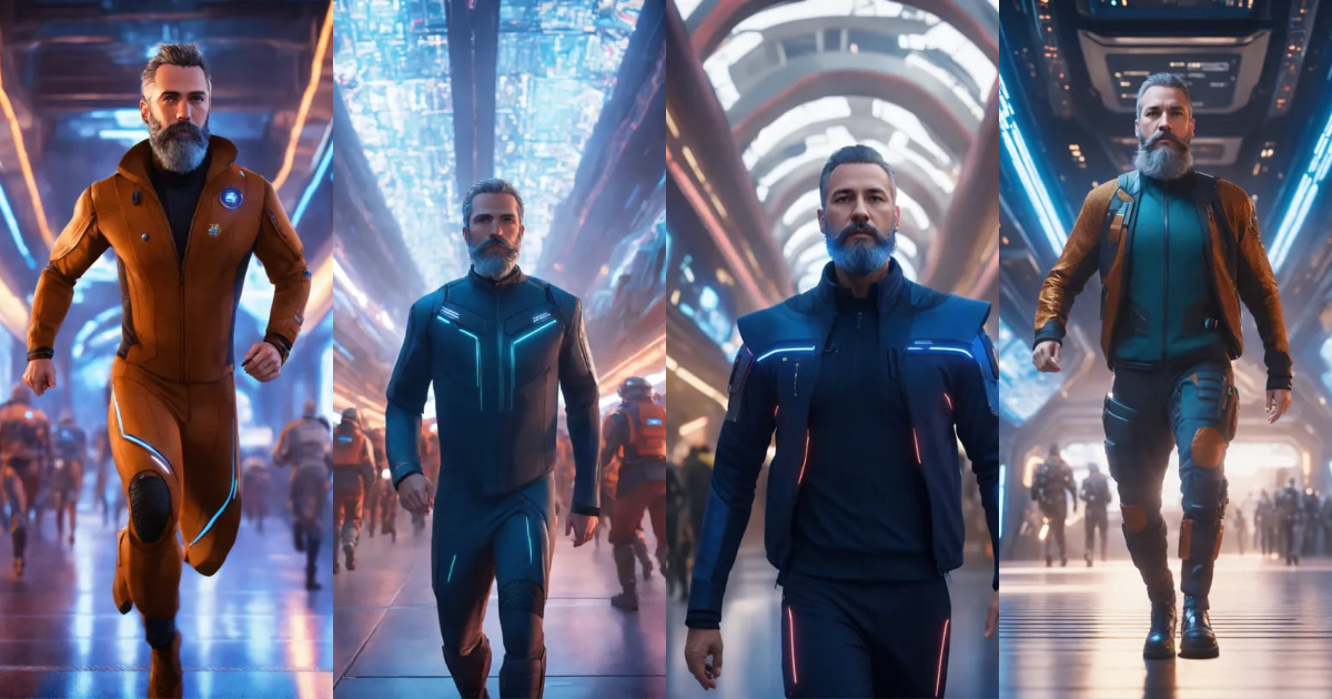 Lexica - 45 year old masculine man with trim beard in futuristic ...