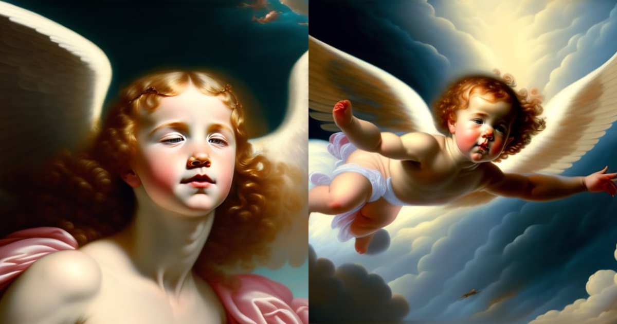 Lexica - Renaissance masterpiece of an angel falling in the sky