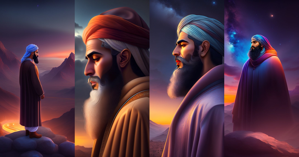 Lexica - A pious muslim arab man of ancient times with a beard standing ...