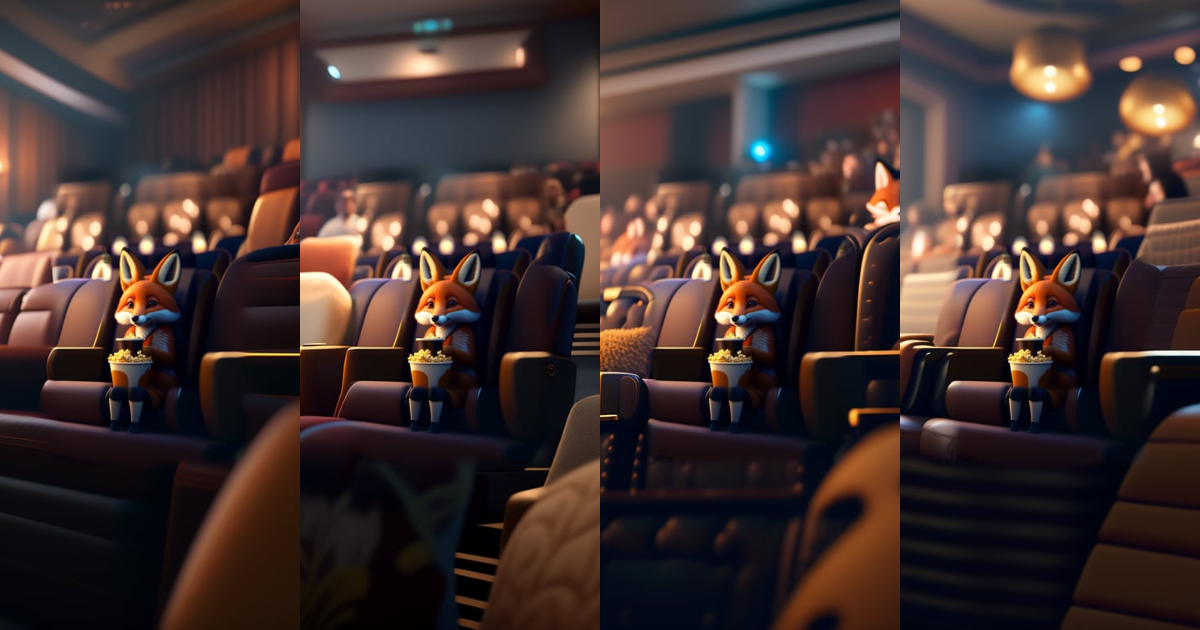 Lexica - Cute small humanoid Fox woman sitting in a movie theater ...