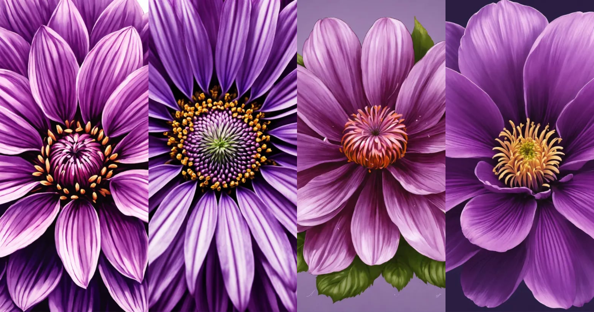 Lexica - Large beautiful purple flower, hyperrealistic, facing front ...