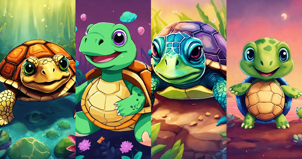 Lexica - Cute turtle digital illustration