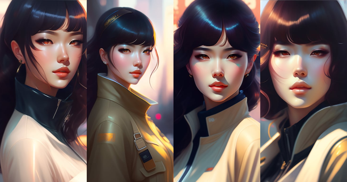 Lexica - Elegant girl in urban outfit, cute fine face, rounded eyes ...