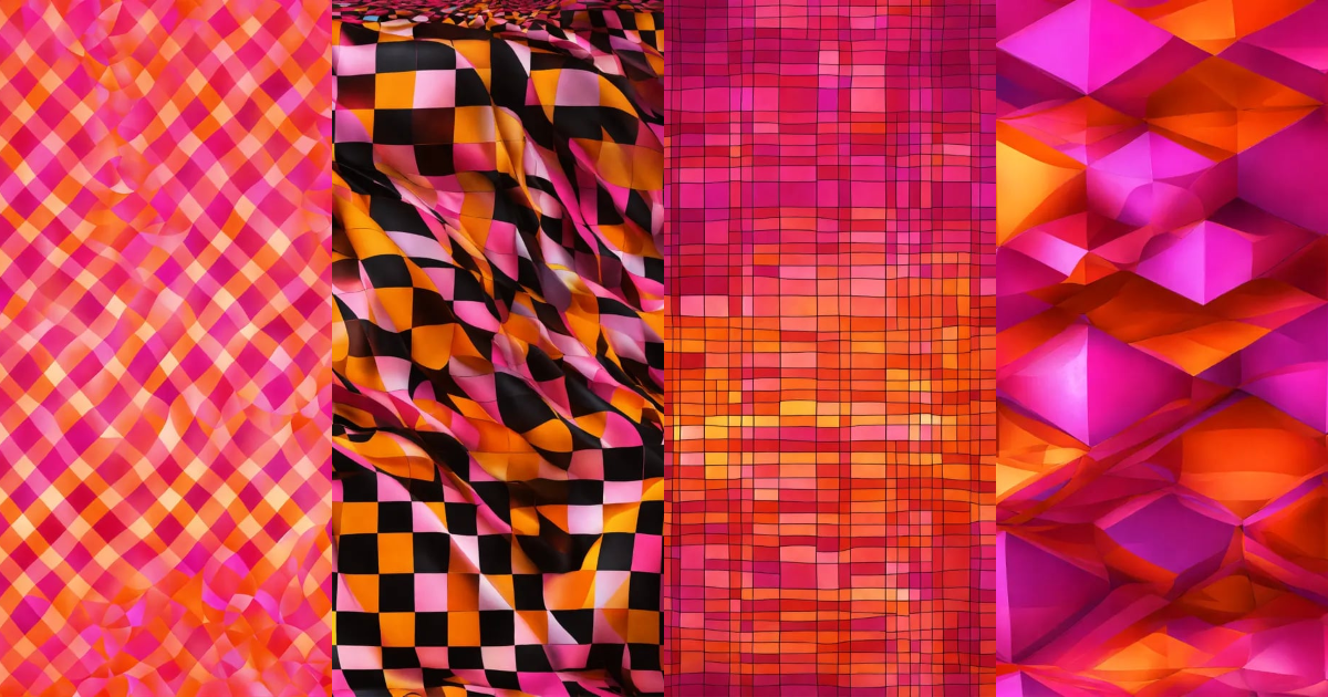 Lexica - Psychedelic, groovy, pink and orange checkered flag geometric pattern, in the style of ...