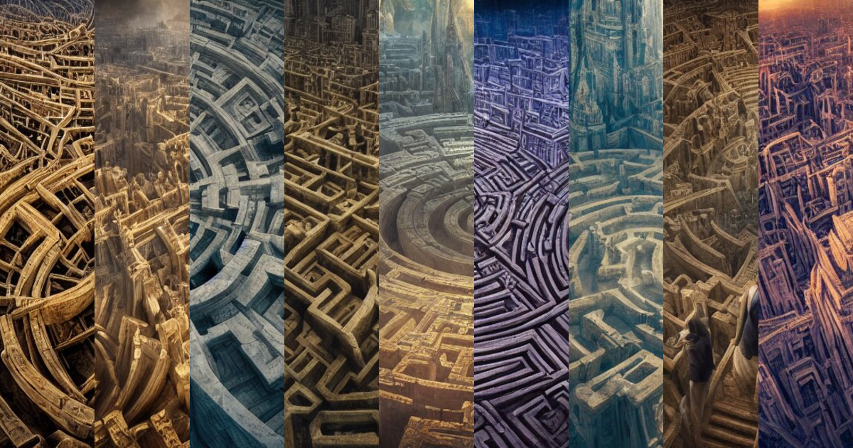 Lexica - 8 k uhd an enormous labyrinth, beautiful architecture, statues ...