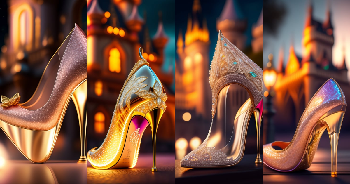 Lexica - Shiny clear intricate high heel shoe in front of a castle, 8k ...