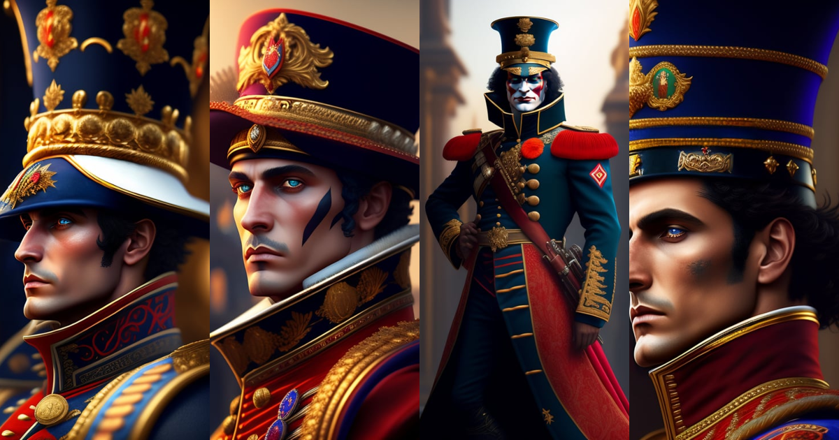 Lexica - Full view Napoleon soldier with joker face saluting with his ...