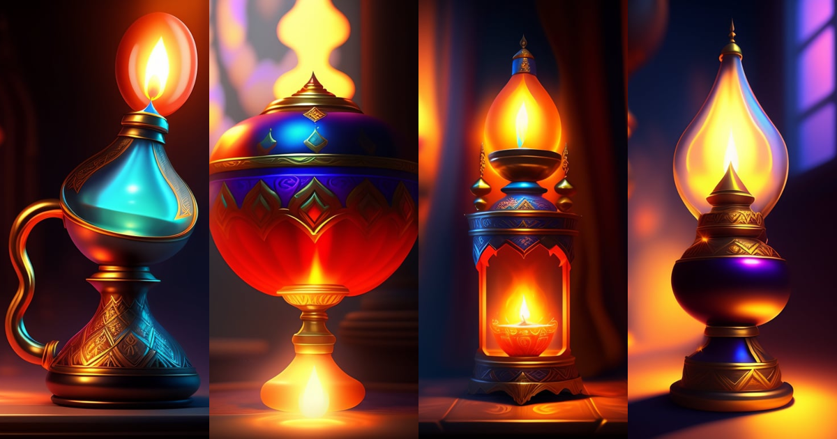 Lexica - A magic lamp from which a genie emerges, art by hearthstone ...