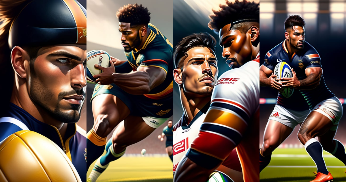 Lexica - Two rugby players fighting over a rugby ball, realistic ...