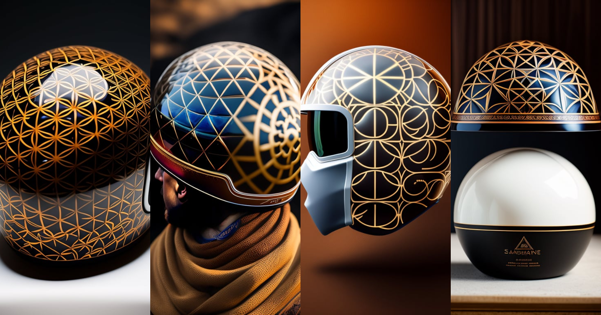 Lexica - Porcelaine motorcycle helmet, sacred geometry