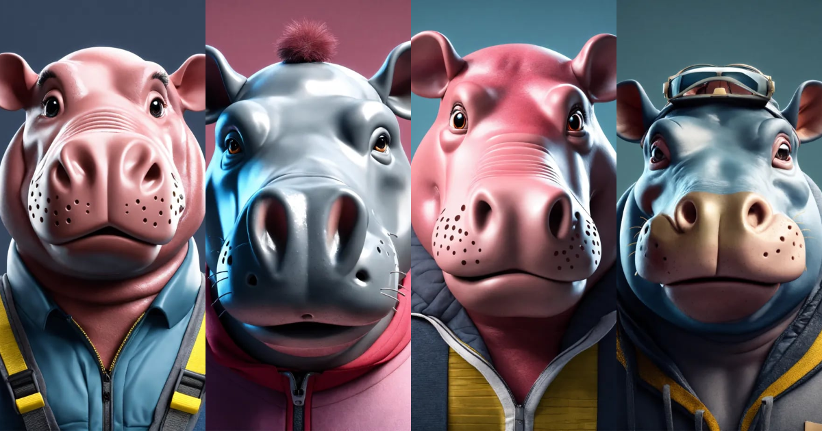 Lexica - A sweet hippopotamus head, with fitness wear, like a Man ...