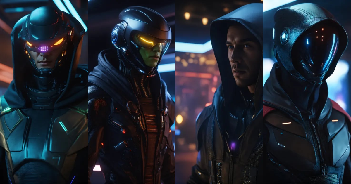 Lexica - Male alien mutant half cyborg wearing a hood, wearing a ...