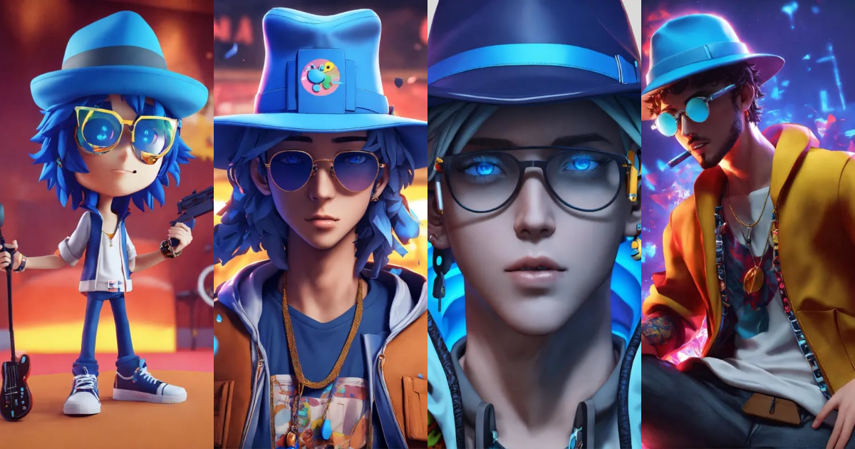 Lexica - Crazy stoner gamer and Rapper, Fedora, blue eyes, anime art ...