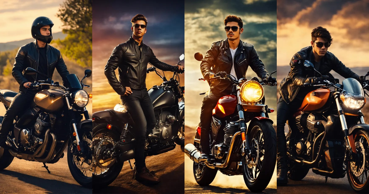 Lexica - Handsome young adult male motorcycle rider realistic on ...