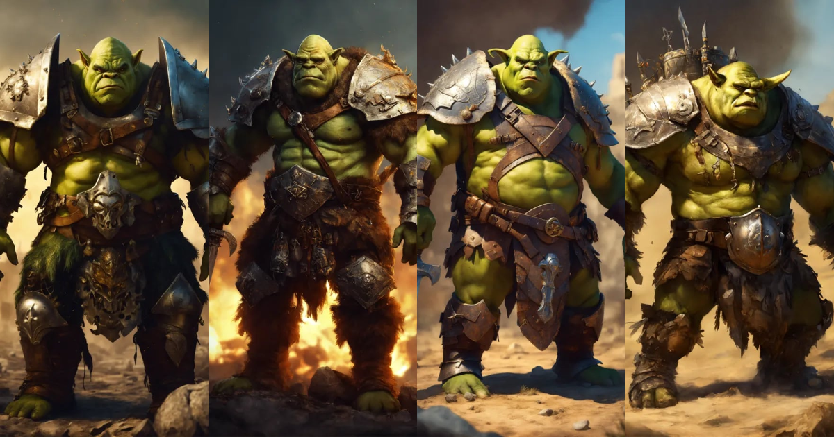 Lexica - Ogre with armor made in bones in battlefield, digital painting ...