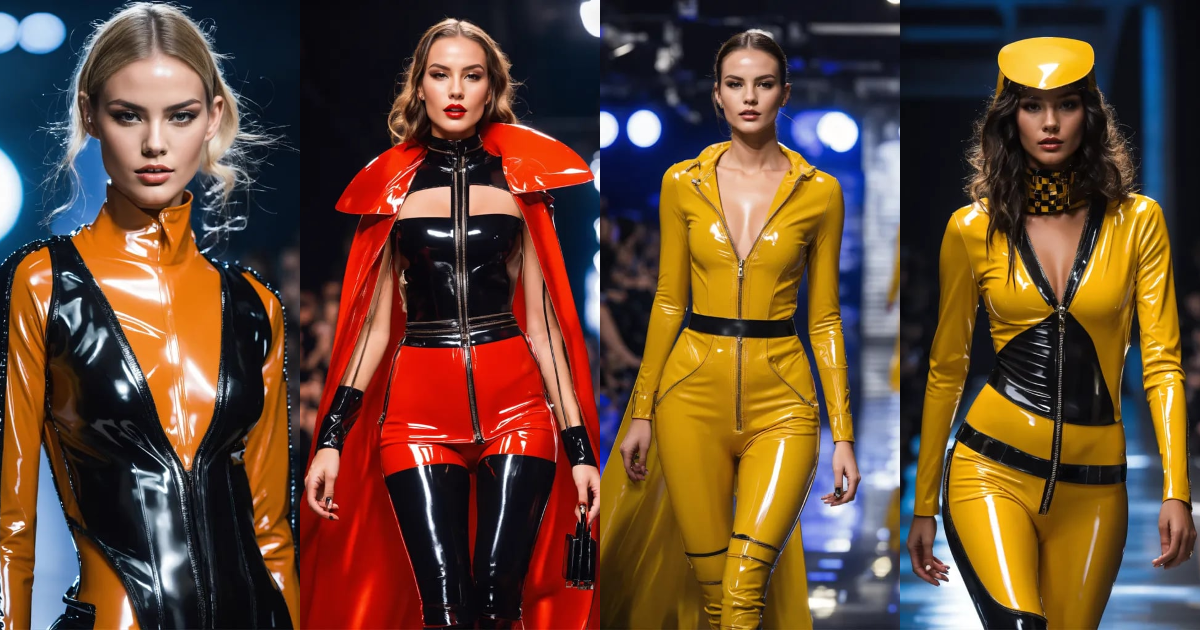 Lexica - A breathtaking woman fashion model dressed in latex on a fashion runway
