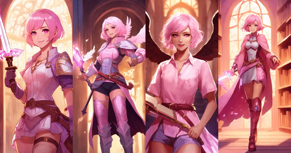 Lexica - Half angel (asimar) female, pathfinder art style. full body ...