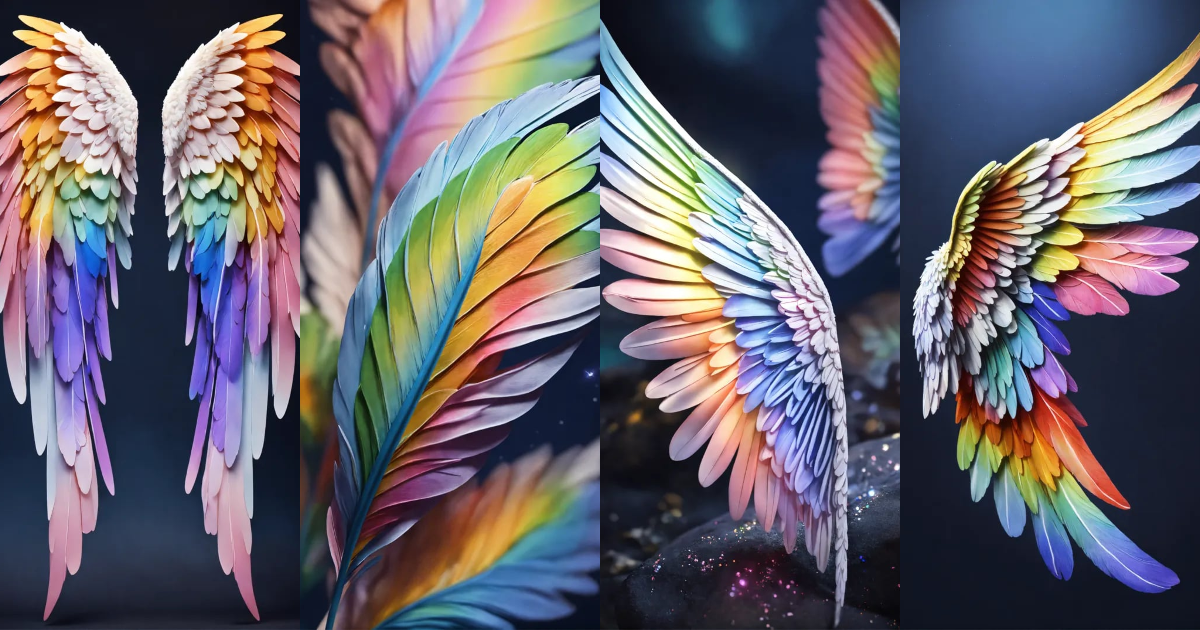 Lexica - Beautiful and perfect small angel wings in soft rainbow colors ...