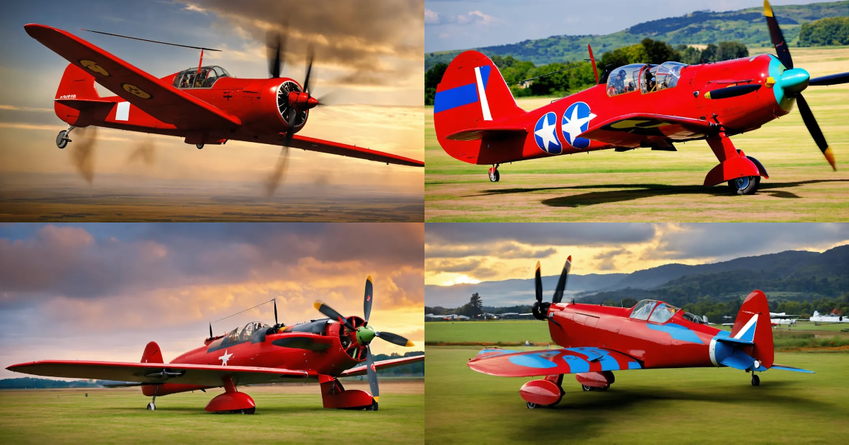 Lexica - Red propeller-driven war aircraft