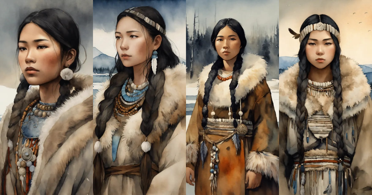 Lexica - Illustration of an inuit woman, young, 18 years old, beautiful ...