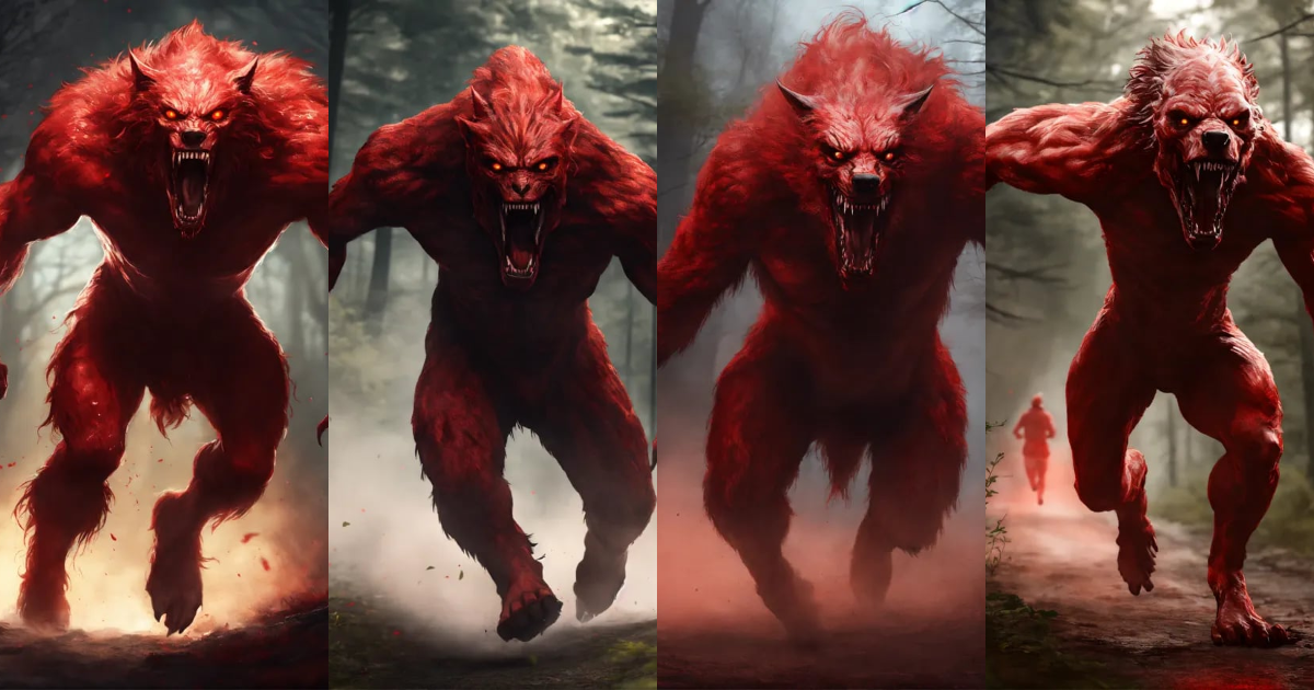 Lexica - Terrifying RED SKINWALKER Running In Ultra Realistic Style