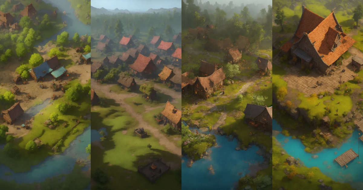 Lexica - A topdown fantasy map from 9 0 degrees angle of a bog market ...