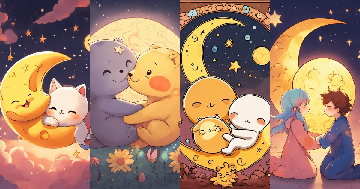 Lexica - A cute drewwh when Star, Moon and Sun hugging each other