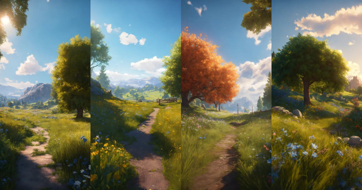 Lexica - Unreal engine, outdoor blue sky and a discreet meadow, art ...