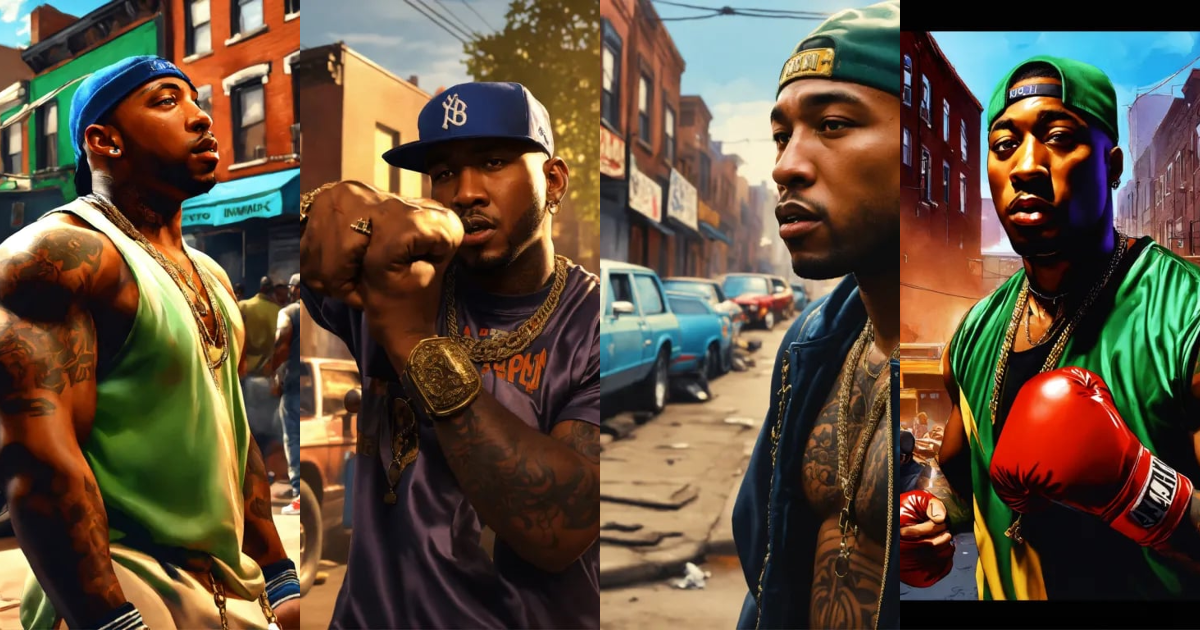 Lexica - Interior view Pop art, hyperrealist portrait of rapper "Maino ...