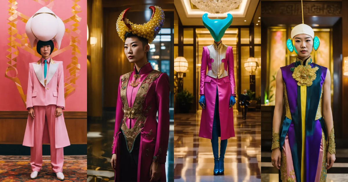 Lexica - A gender fluid Asian person. With alien shaped head. Dressed ...