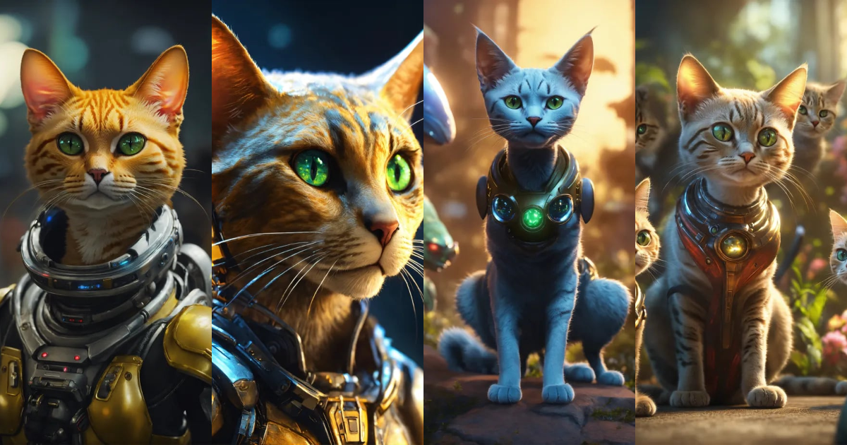 Lexica - Many friendly cat alien race individuals. fantasy, sharp focus ...