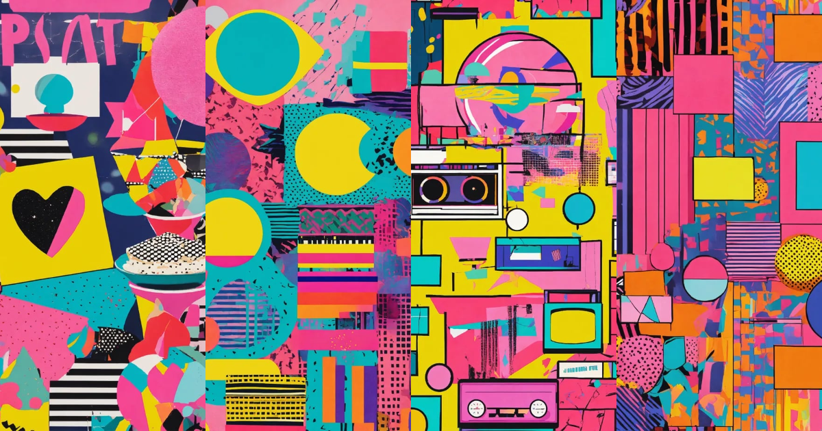 Lexica - Pop art collage 90s seamless repeat pattern