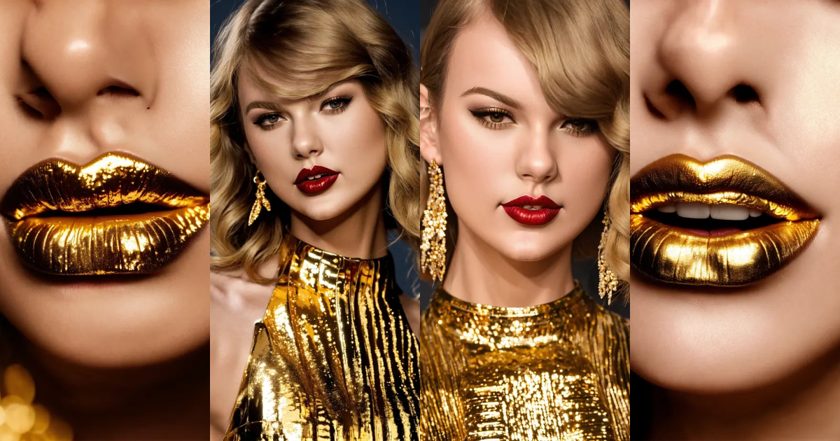 Lexica - Gold Taylor Swift Lips Wearing Gold Lipstick,